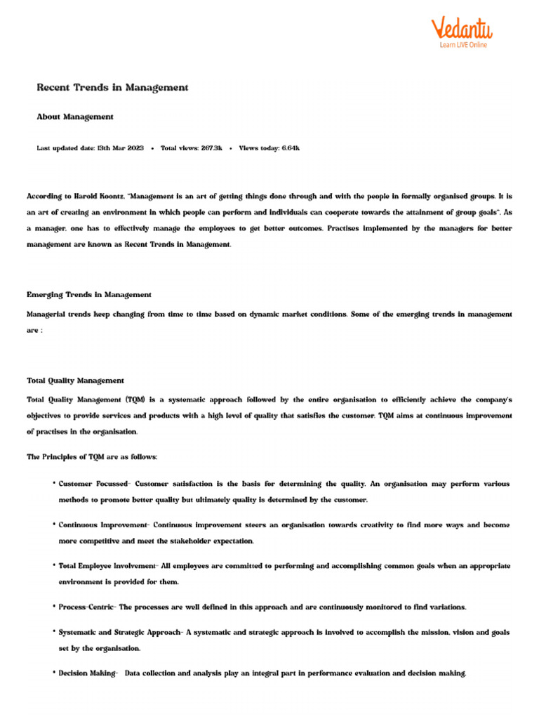 Recent Trends in Management | PDF