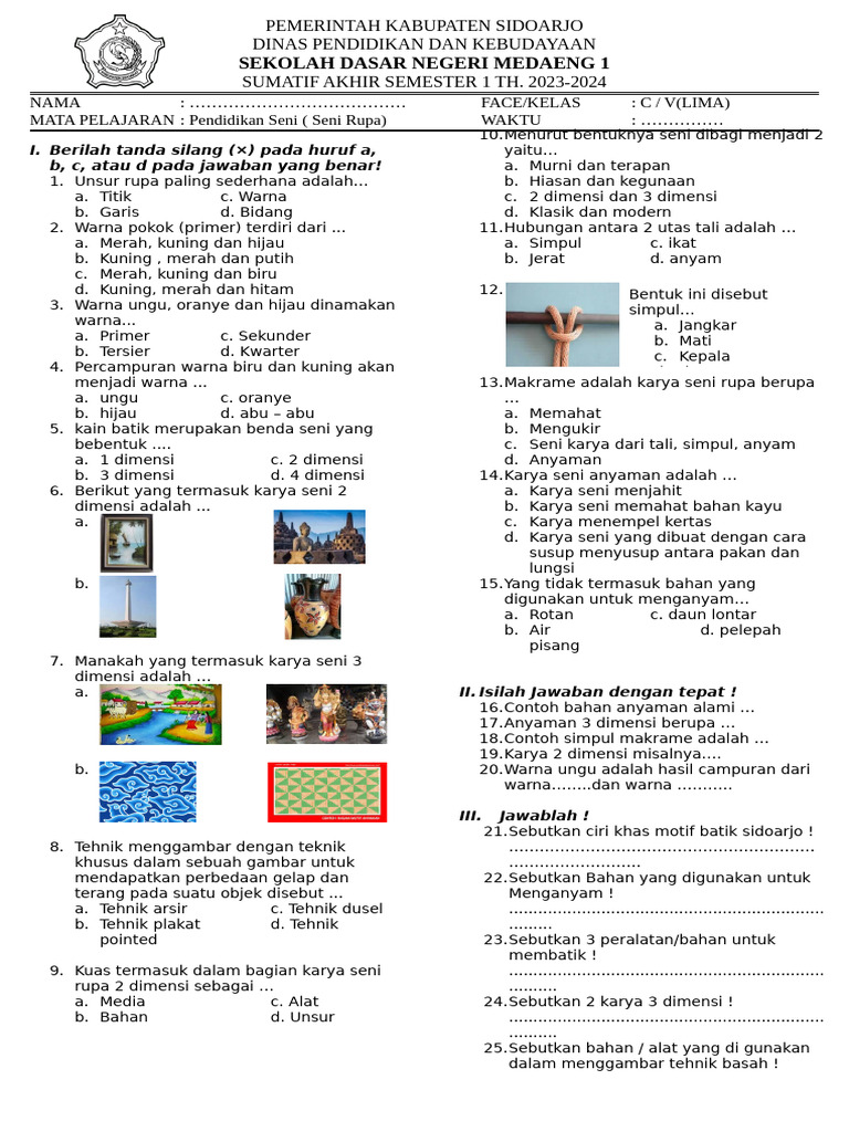 Seni Rupa SAS 1 | PDF | Home & Garden