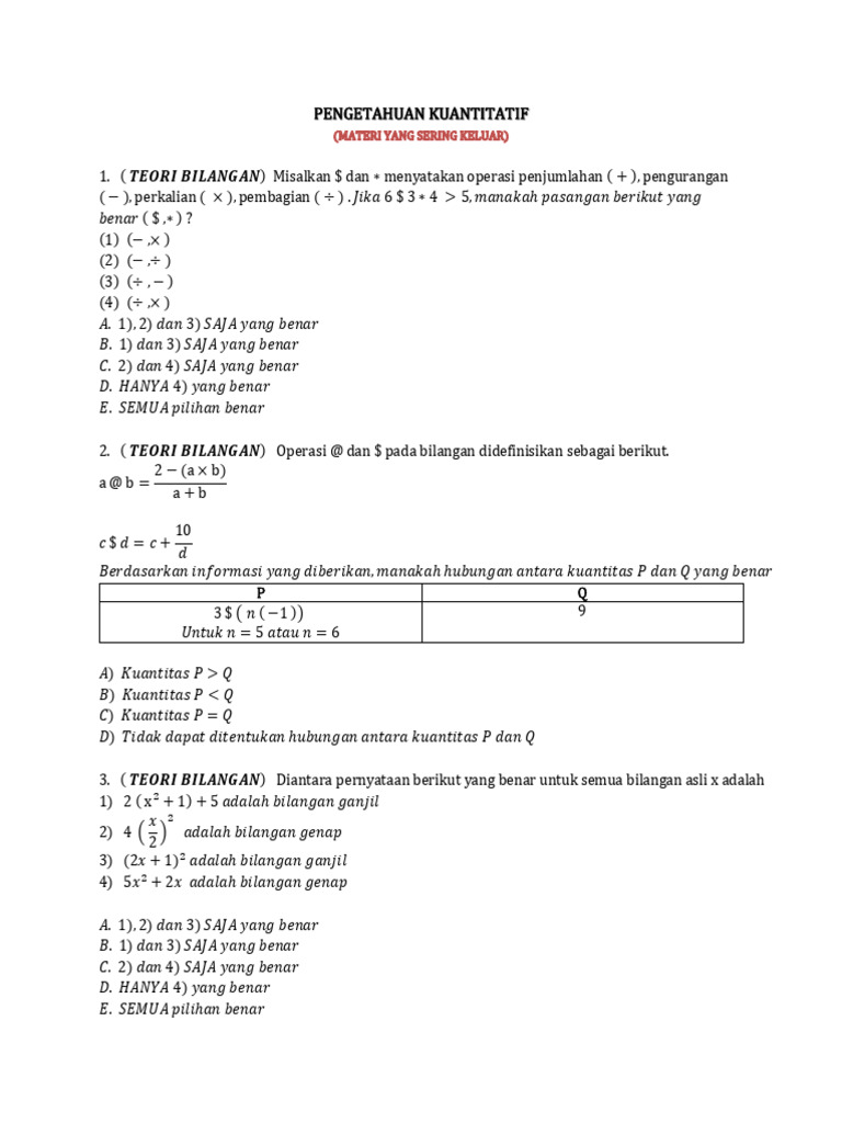 Pengetahuan Kuantitatif | PDF