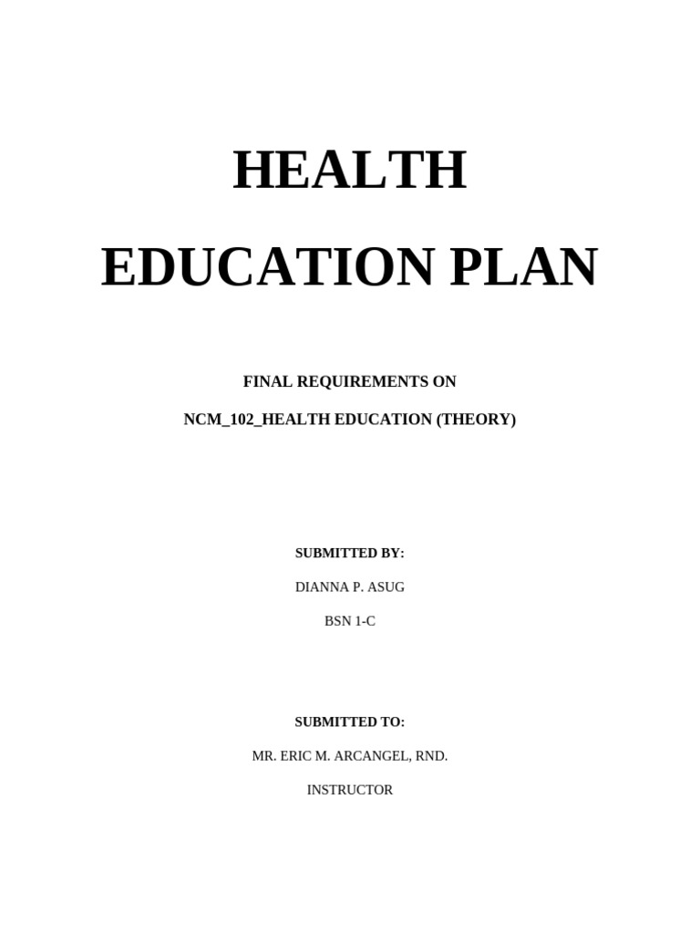 Health Education Plan 2.0 | PDF | Healthy Diet | Focus Group