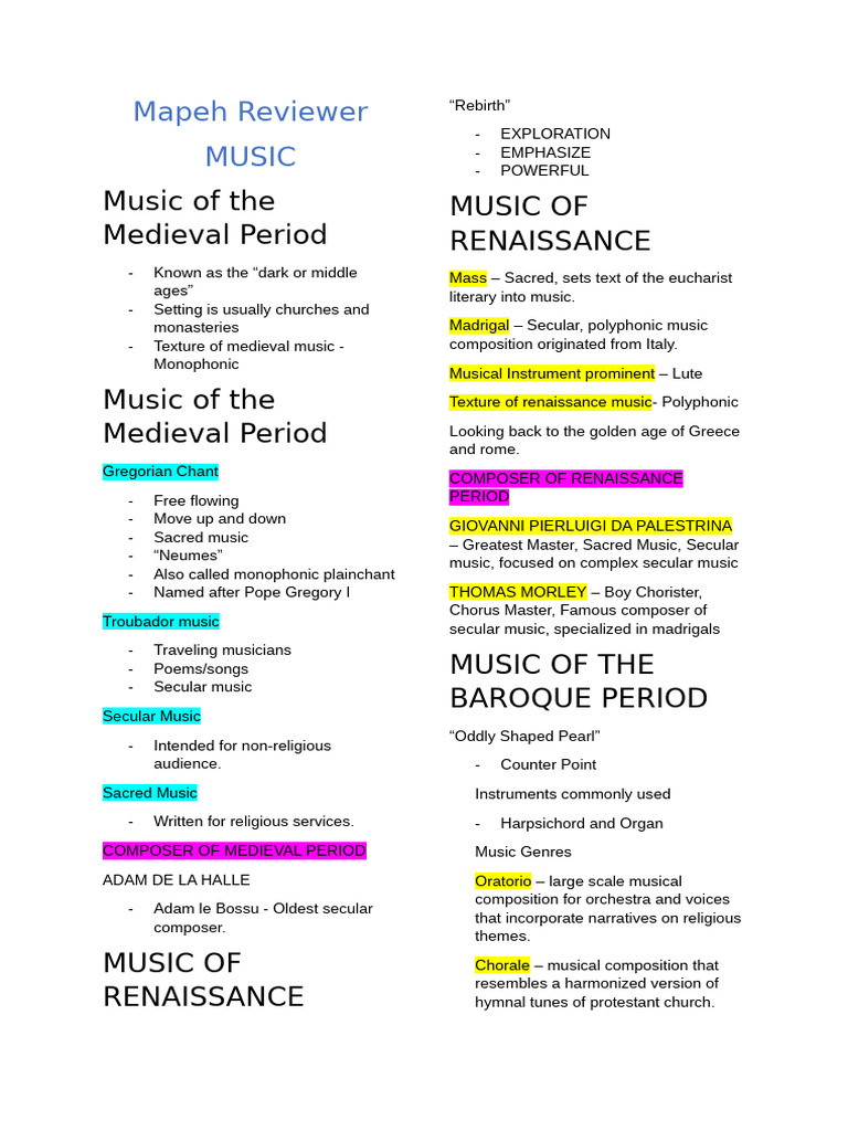 Mapeh Reviewer | PDF