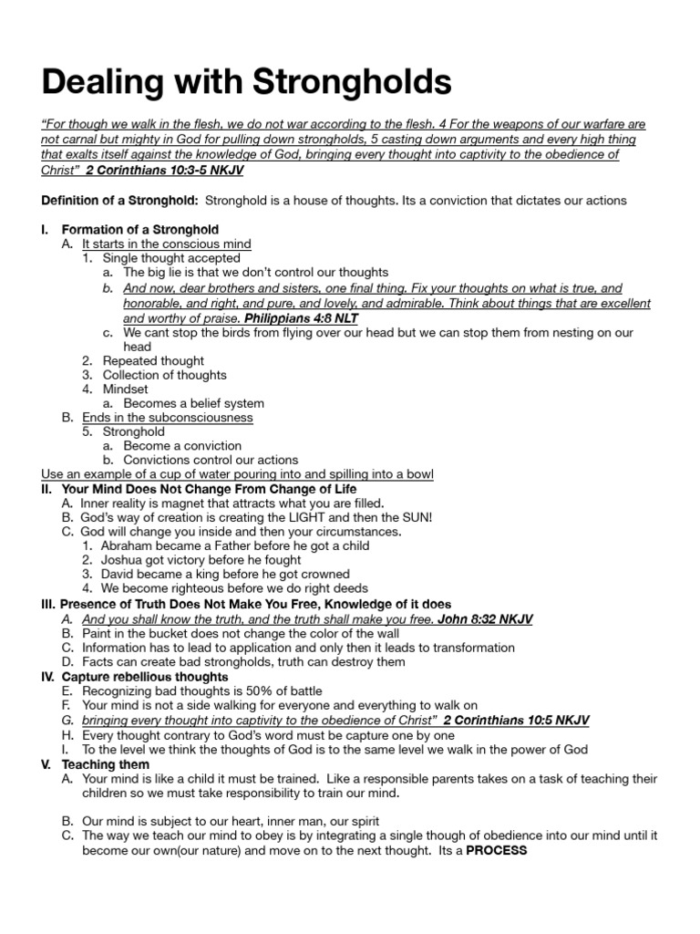 Understanding and Overcoming Strongholds | PDF | Thought | God