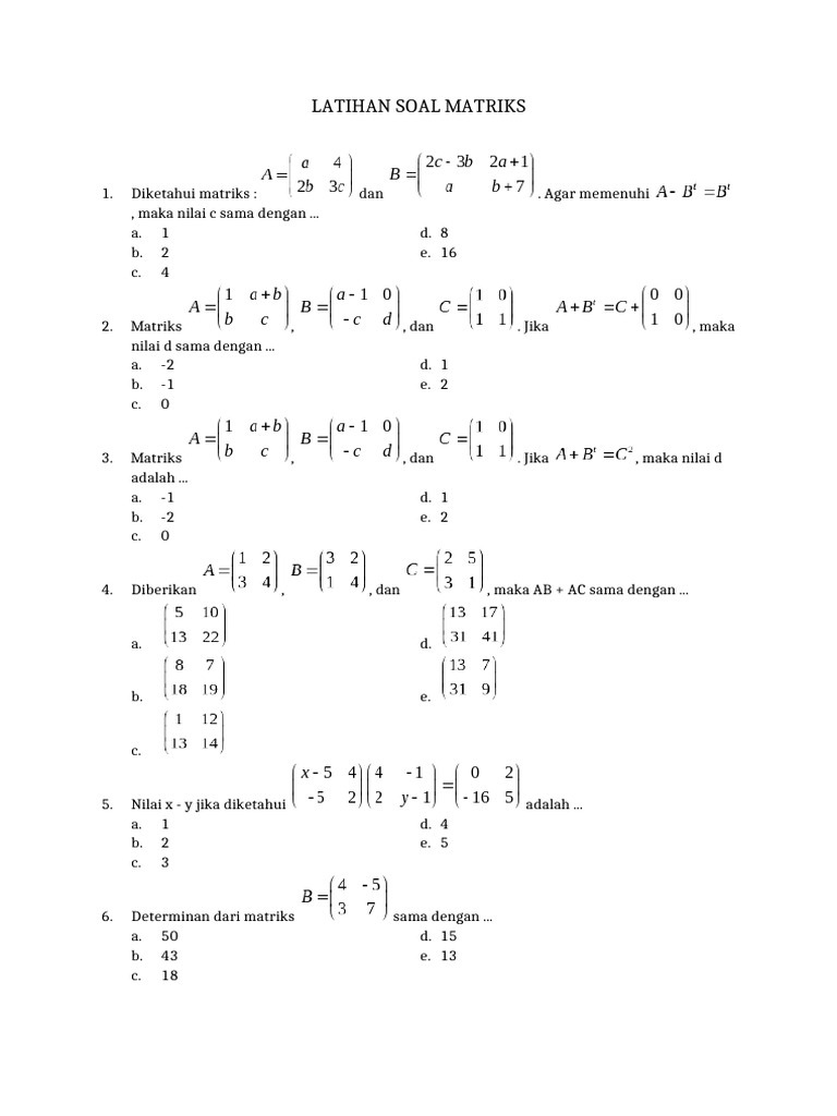 Latihan Soal Matriks | PDF