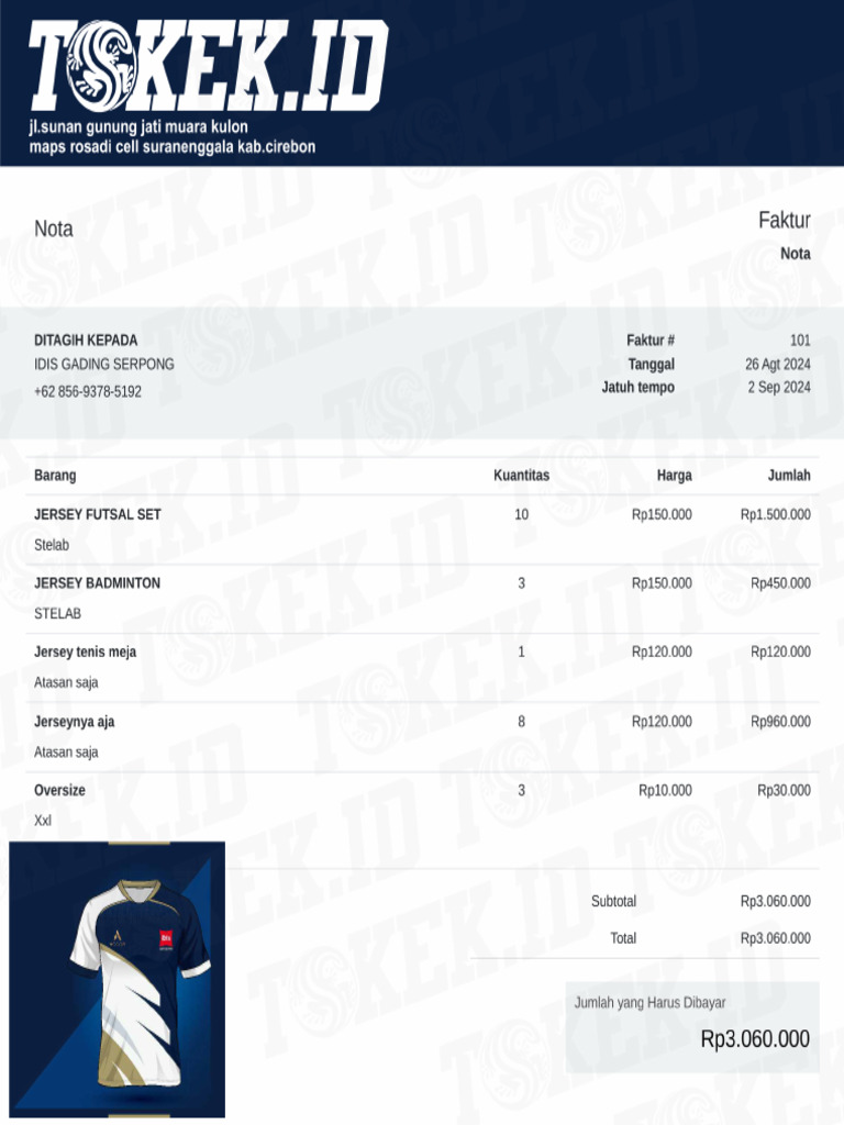 Invoice Jersey Gading Serpong | PDF