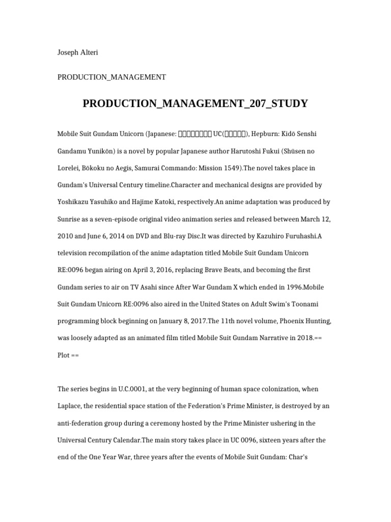 Production Management 207 Study | PDF