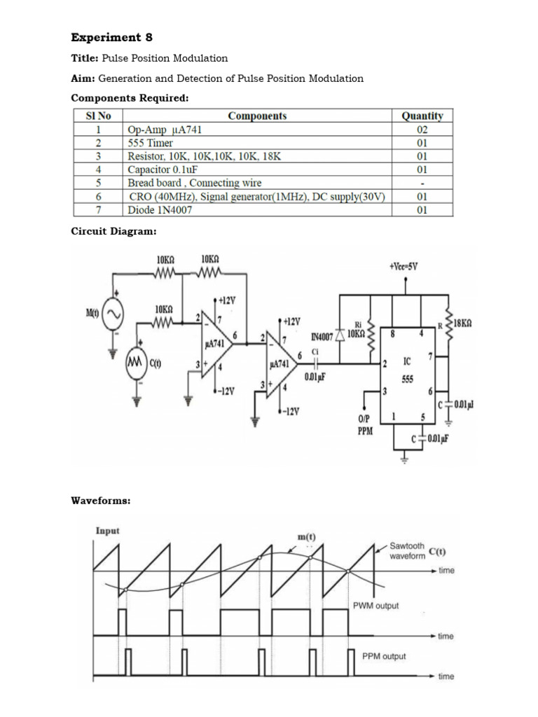 Experiment 8 Pulse Position Modulation Pdf