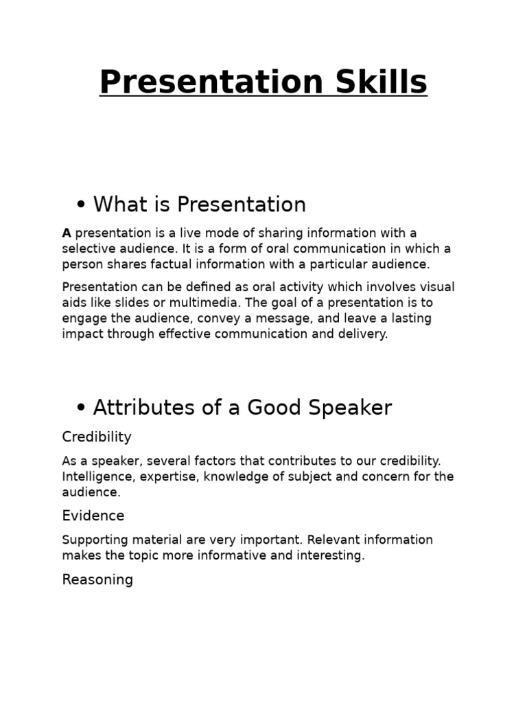 Presentation Skills | PDF