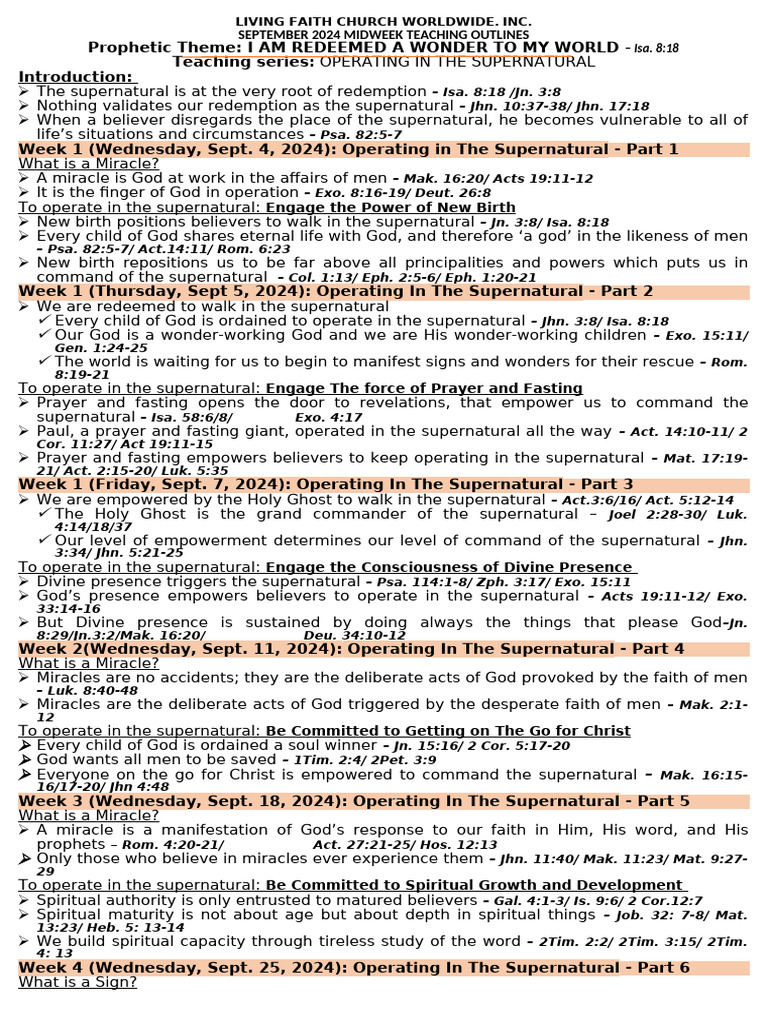 SEPT. 2024 - APPROVED MIDWEEK TEACHING - With - Scriptures | PDF