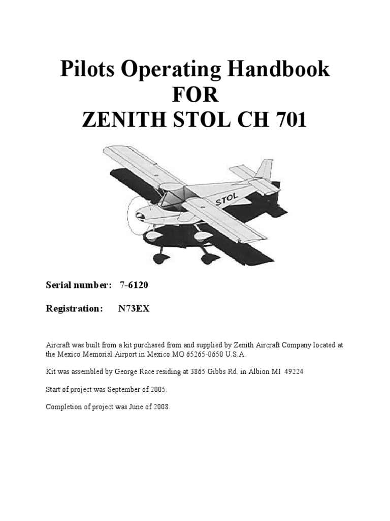 My Ch701 Poh | PDF | Takeoff | Vehicle Parts