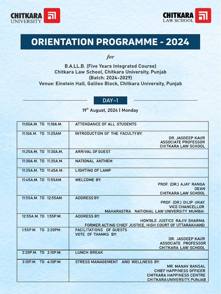 Orientation Programme - 2024-3 | PDF