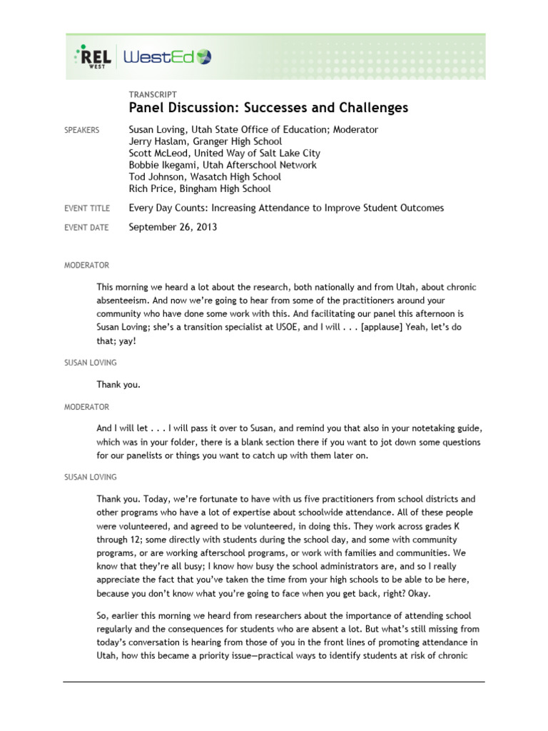 508 Panel Transcript UT Event Formatted 1108 | PDF | Teachers