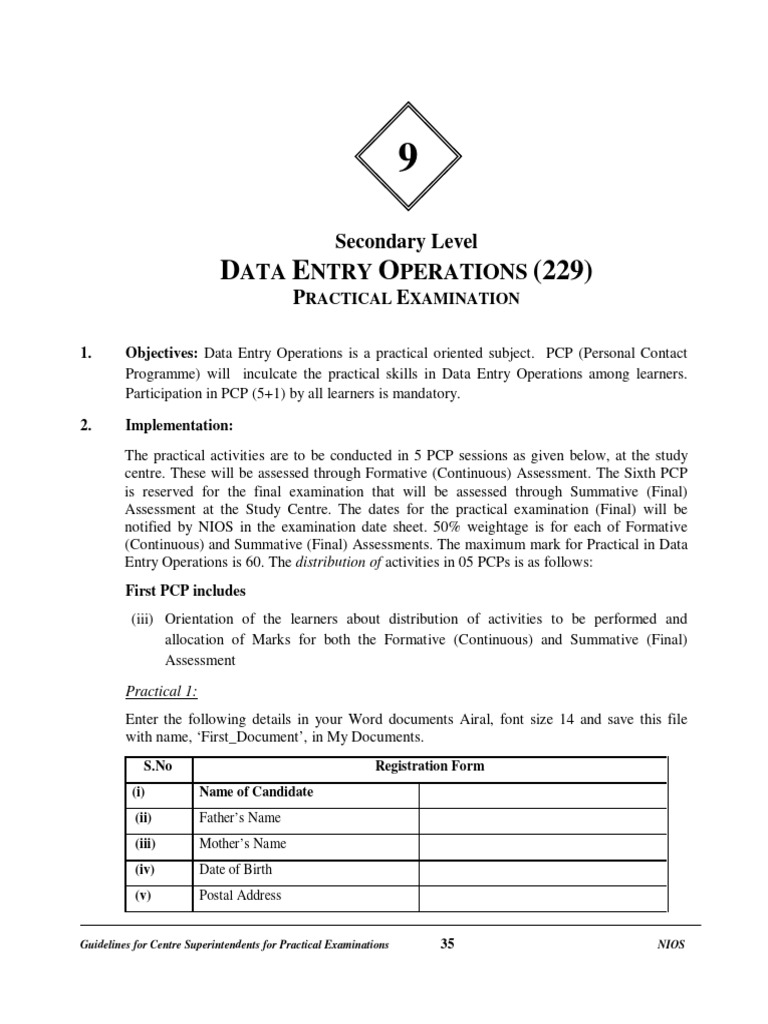 NIOS Guidelines and Resume | PDF