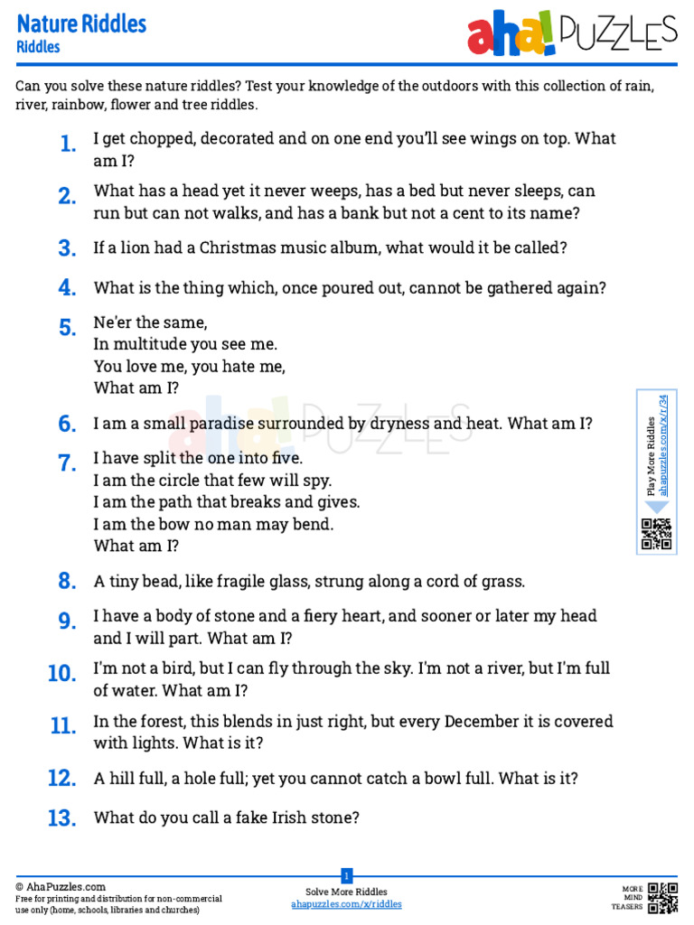 Nature Riddles | PDF | Young Adult