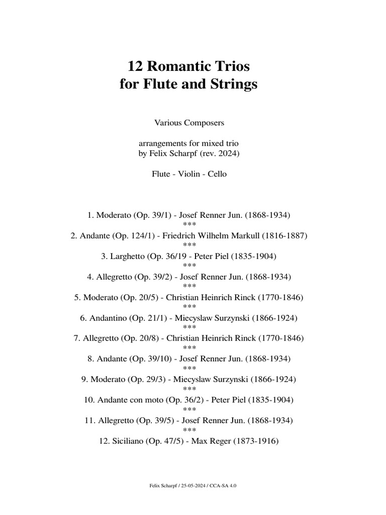 12 Romantic Trios For Flute and Strings Various Arr. | PDF | Orchestras ...