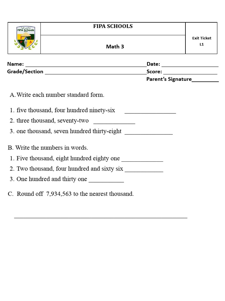 Q1 Math-3 L1 ET | PDF