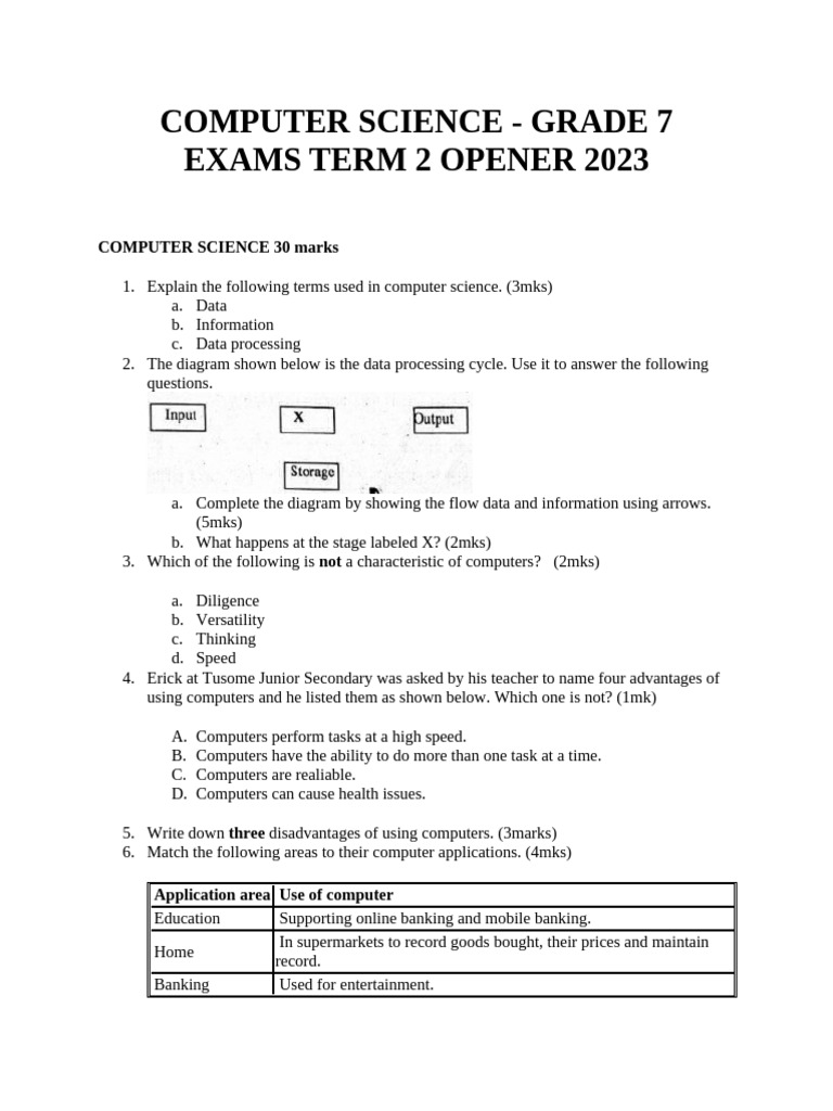 JSS Computer Science Opener T2 | PDF