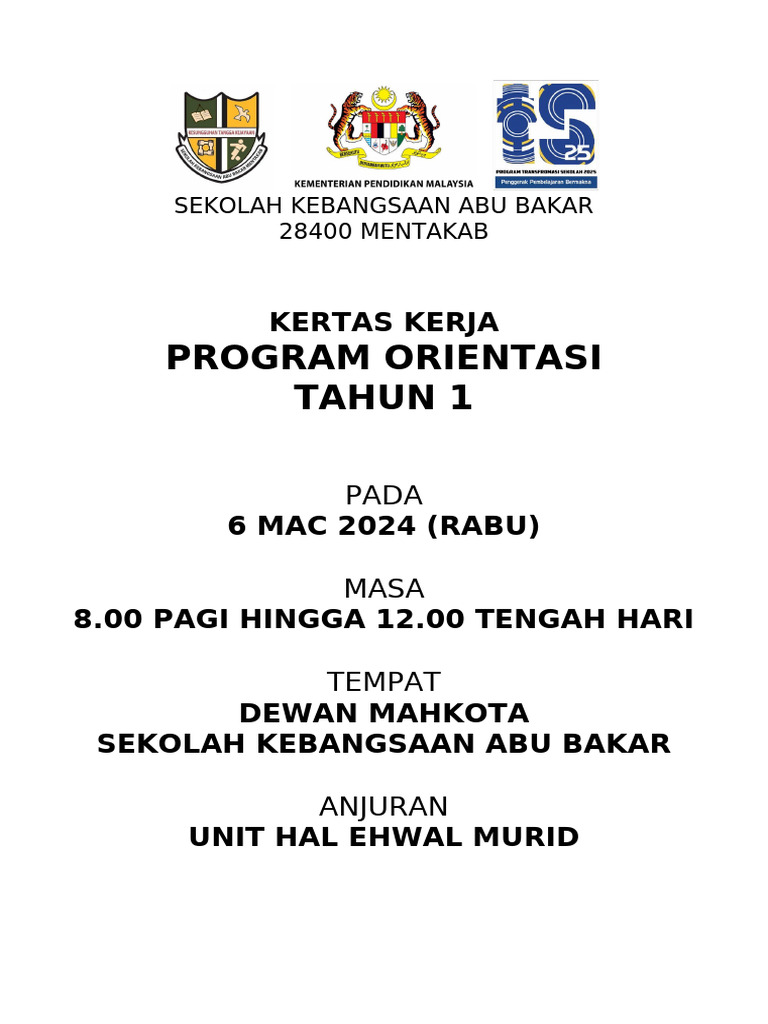 Program Orientasi Tahun 1 | PDF