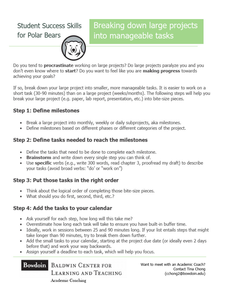 Handout Breaking Large Projects Down | PDF