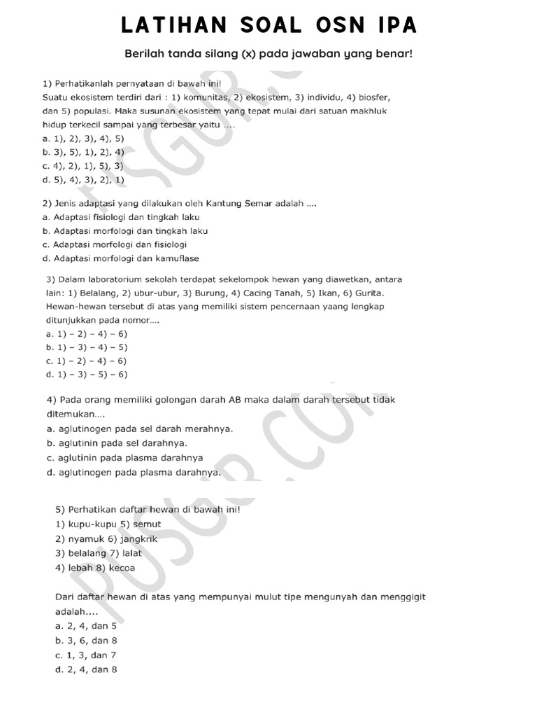 Latihan soal OSN IPA SMP | PDF