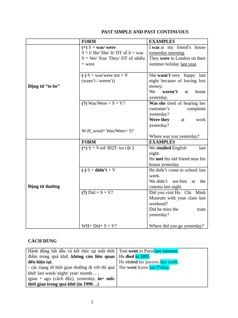 PAST SIMPLE AND PAST CONTINUOUS | PDF