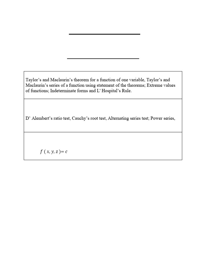 Maths 1 - Mid Sem Syllabus | PDF