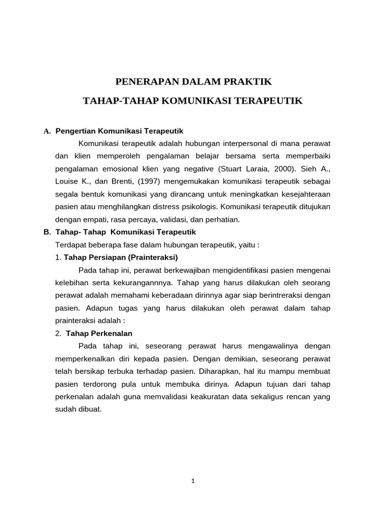 Praktik Tahap-Tahap Komunikasi Therapeutik | PDF