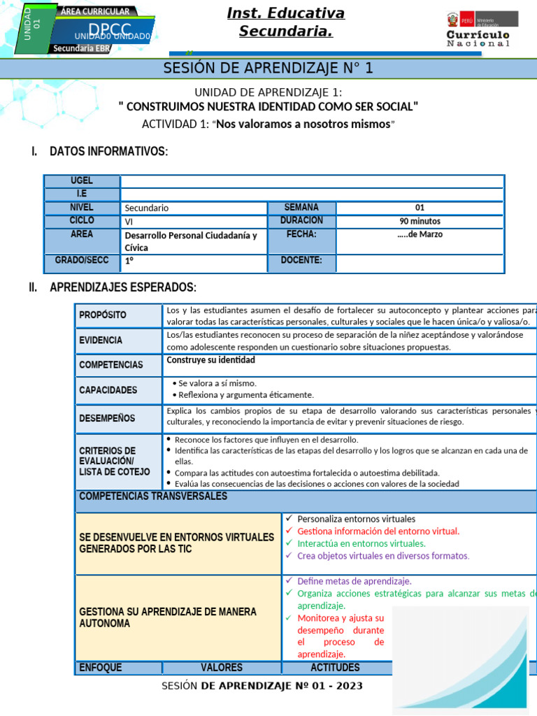 1º DPCC Ses 1 Uni 1 Sem 01 - 2023 | PDF