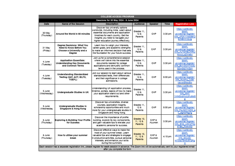 DPSS - CAP Weekly Calendar (30 May - 6 June 2024) | PDF