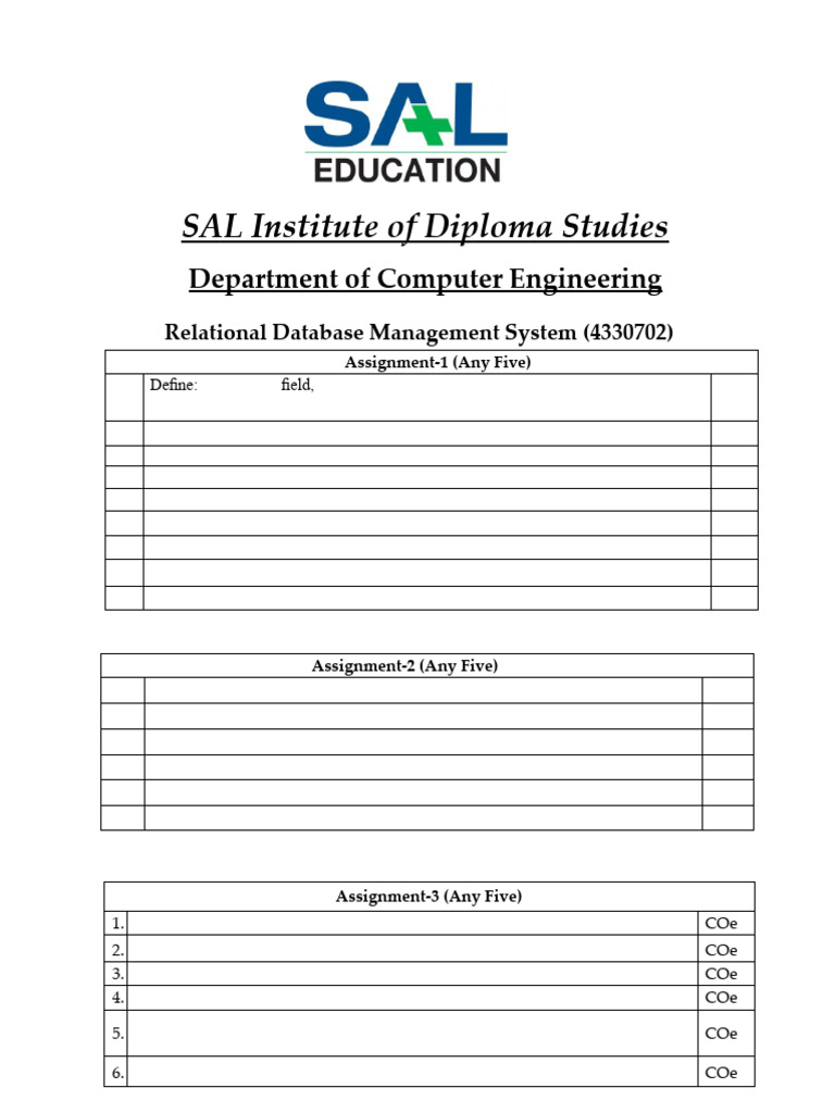 8 CE RDBMS Assignment | PDF