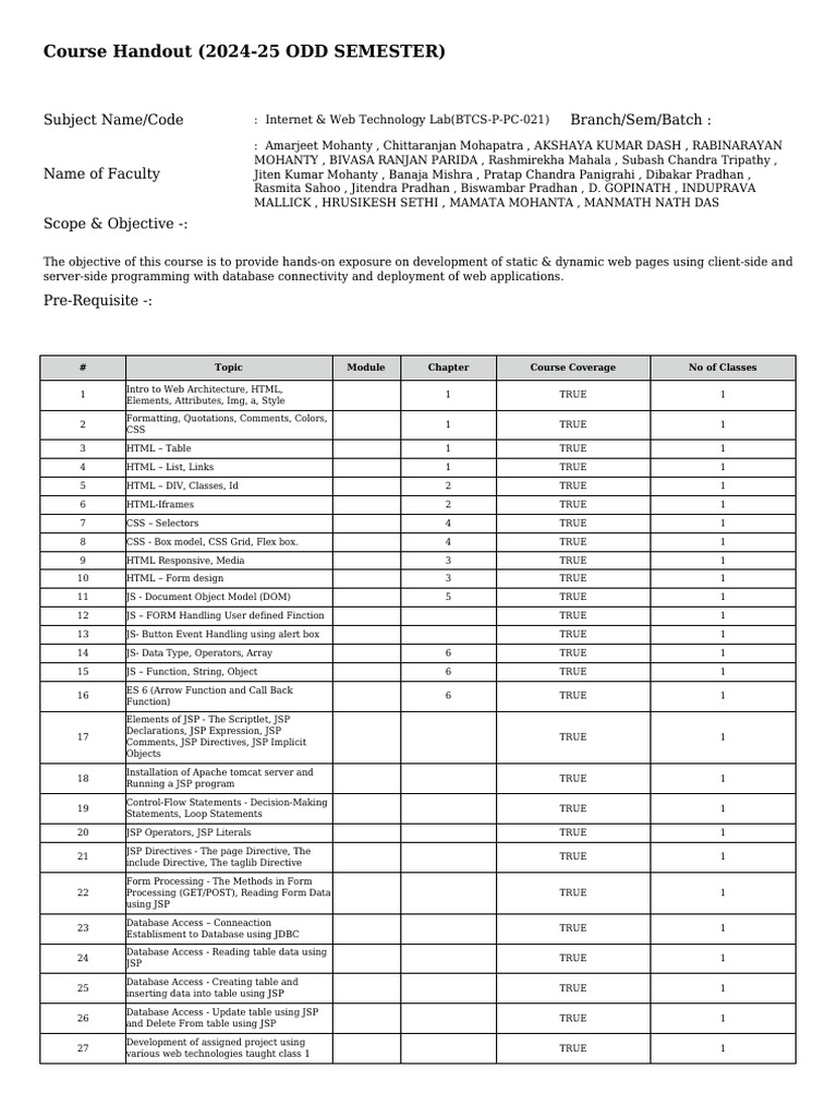 Course Handout | PDF