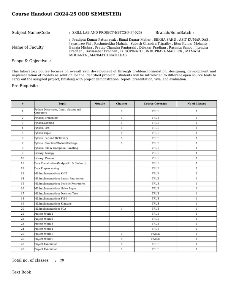 Course Handout | PDF