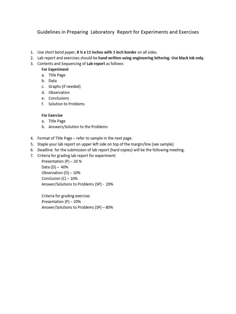 Guidelines in Preparing Laboratory Report | PDF