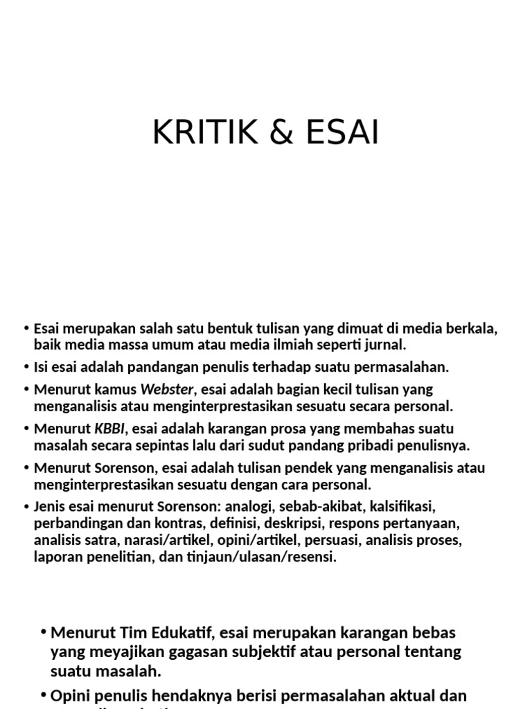 Esai & Kritik Materi | PDF