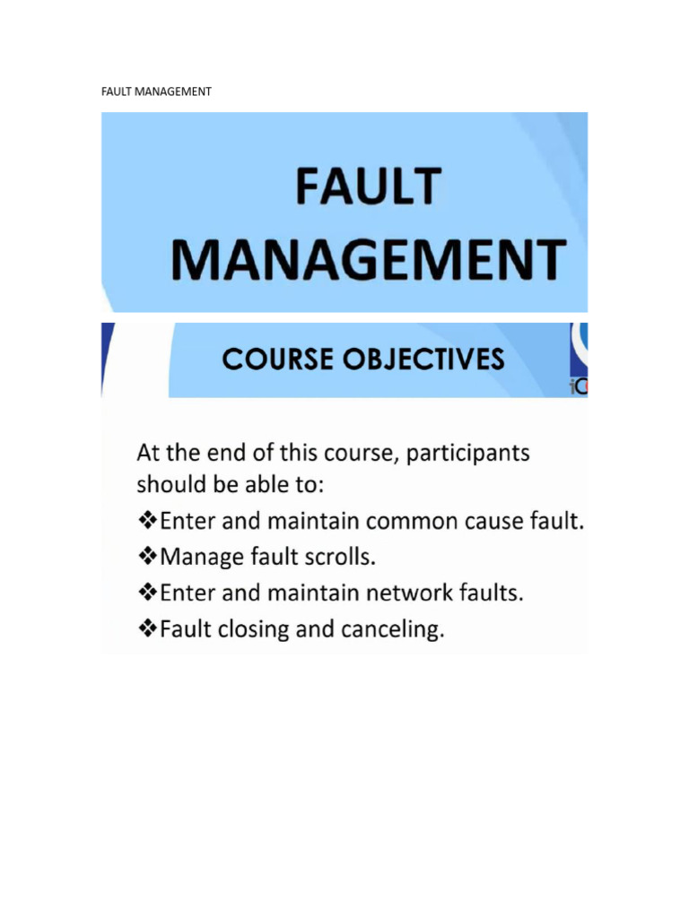 FAULT MANAGEMENT | PDF