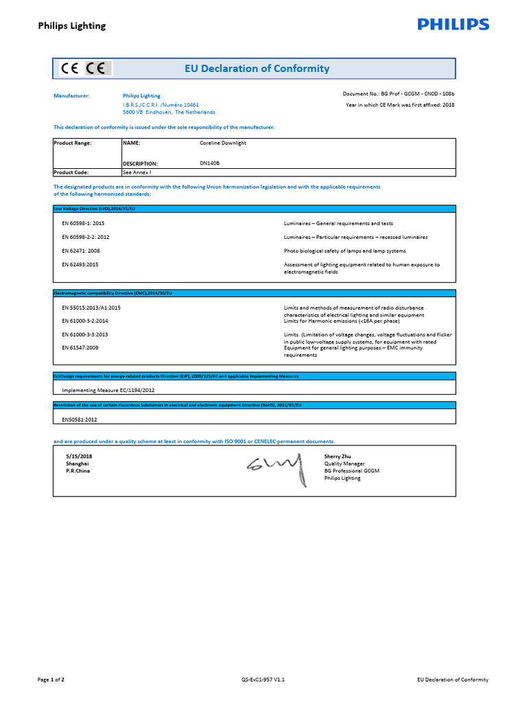 Coreline Downlight - DN140B | PDF | Electromagnetic Compatibility ...