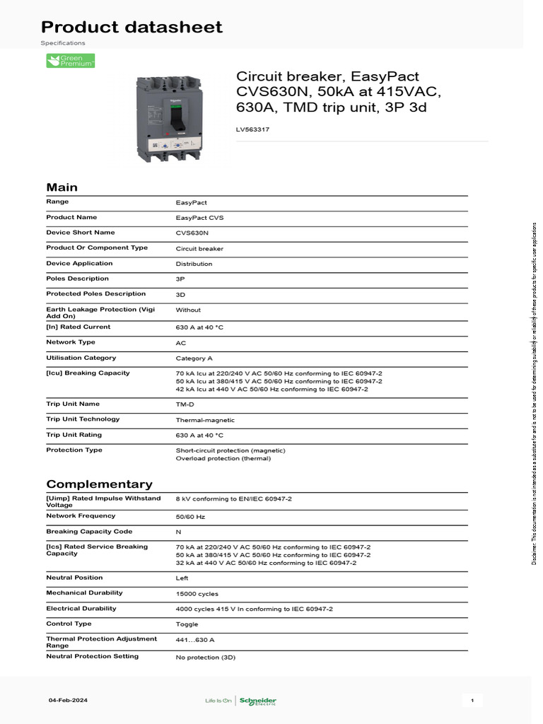 Schneider Electric_EasyPact-CVS_LV563317 | PDF