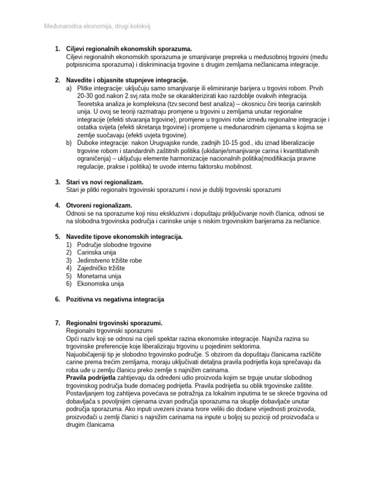 Medunarodna Ekonomija 2. Kolokvij | PDF