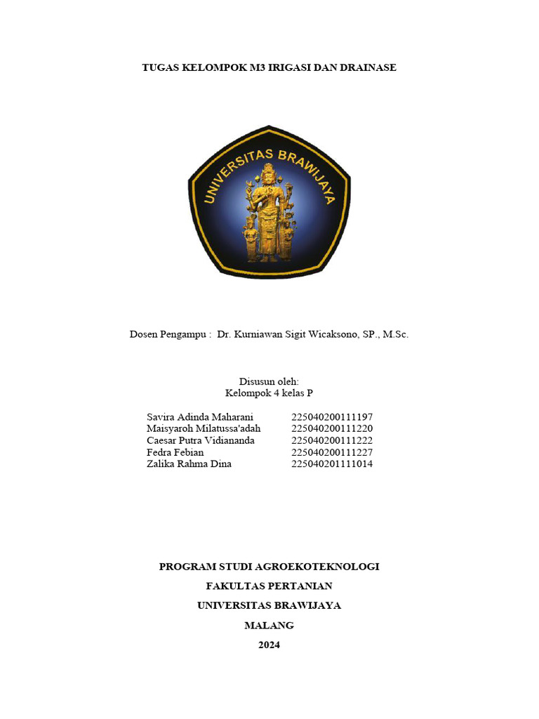 Tugas Kelompok M3 Irigasi Dan Drainase | PDF