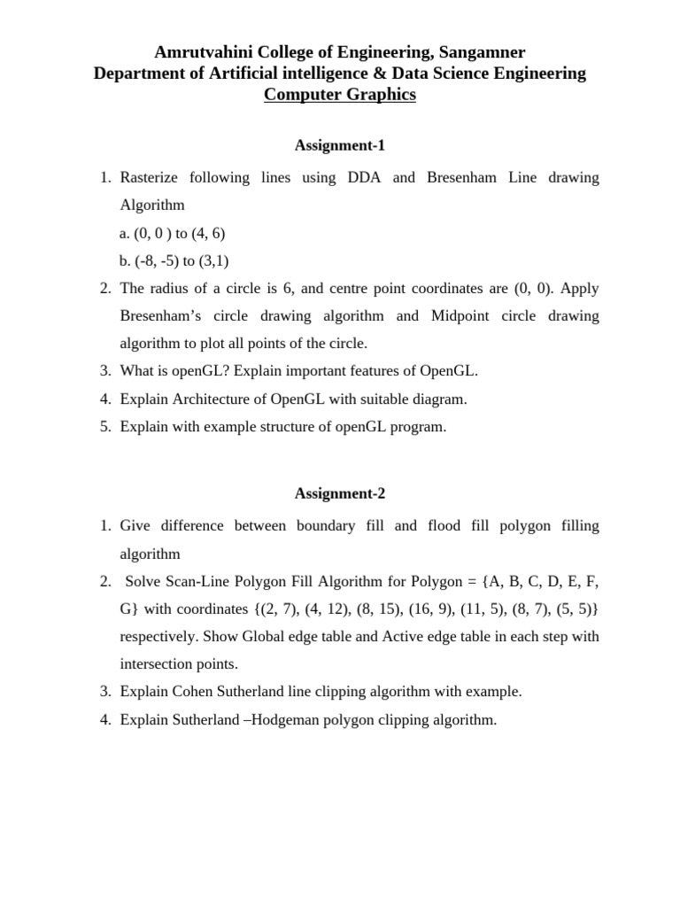 CG Assignment-1,2 (2024-25) | PDF