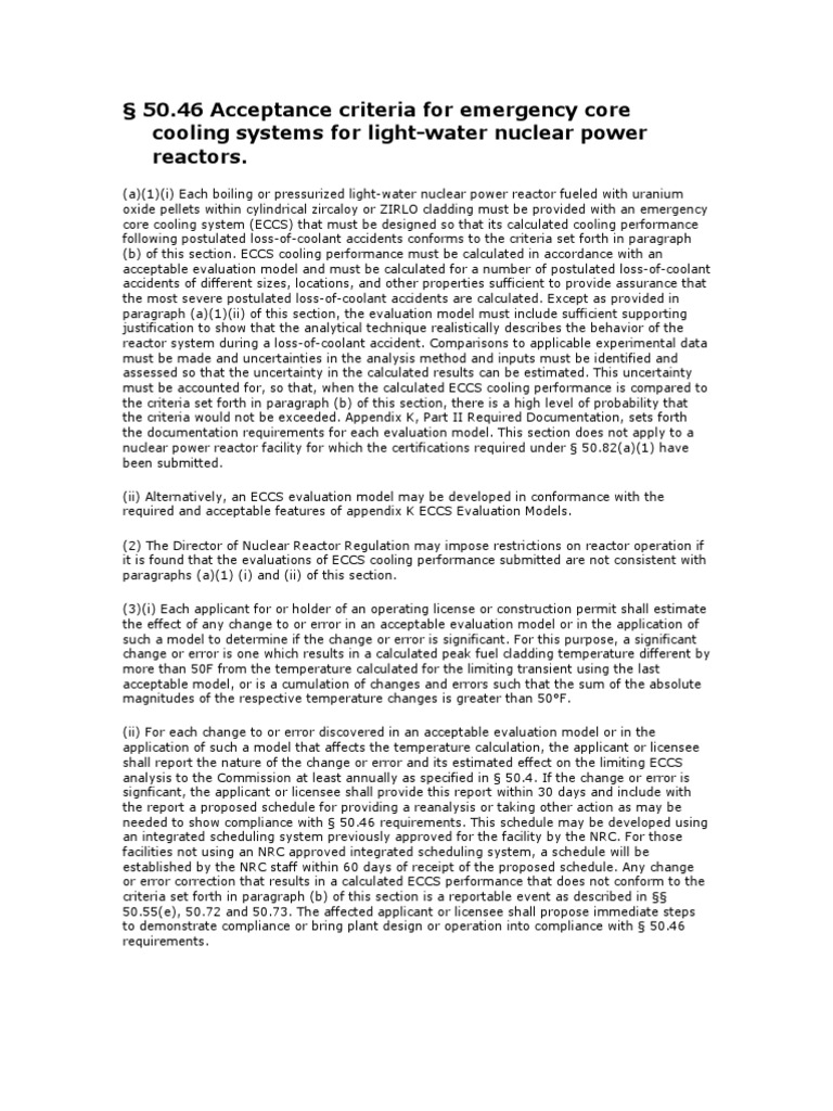 ECCS nuclear reactor acceptance criteria | PDF | Nuclear Fuel | Nuclear ...