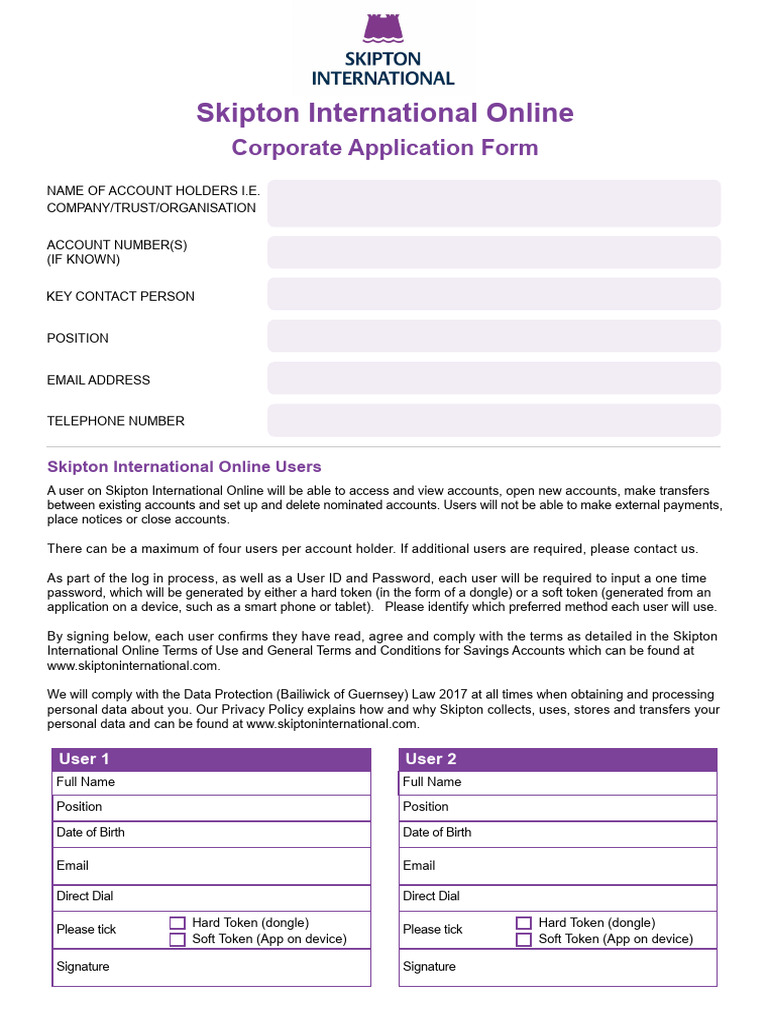 Corporate Online Application Form | PDF