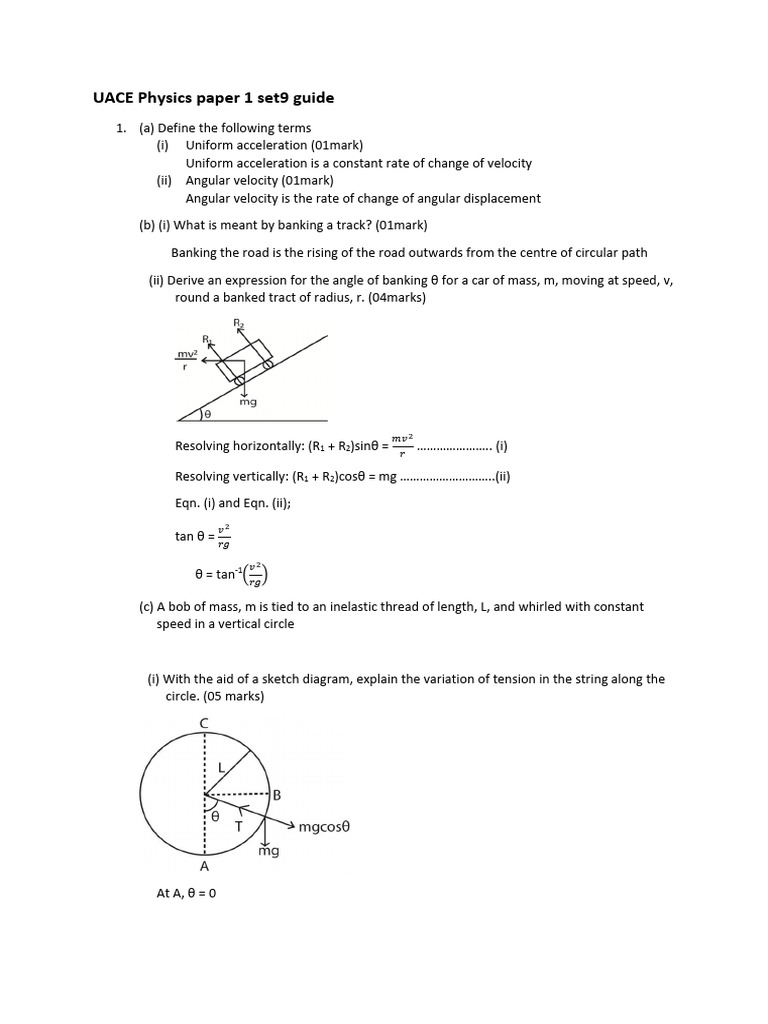 UACE Physics Paper 1 Set9 Guide | PDF