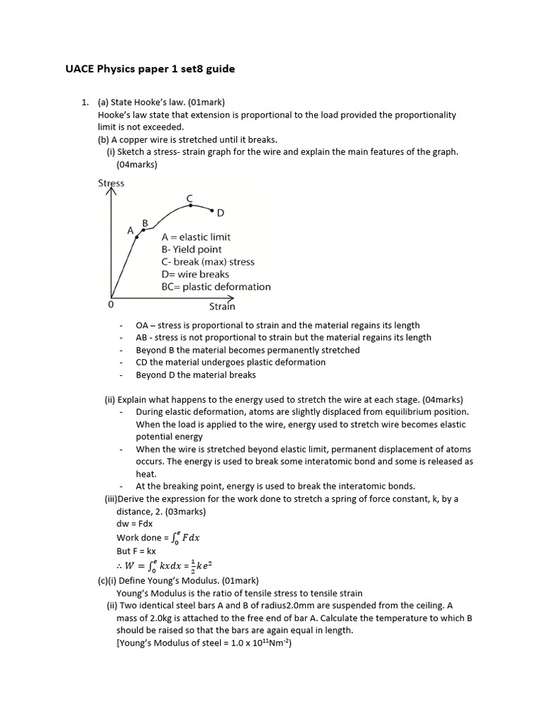 UACE Physics Paper 1 Set8 Guide | PDF