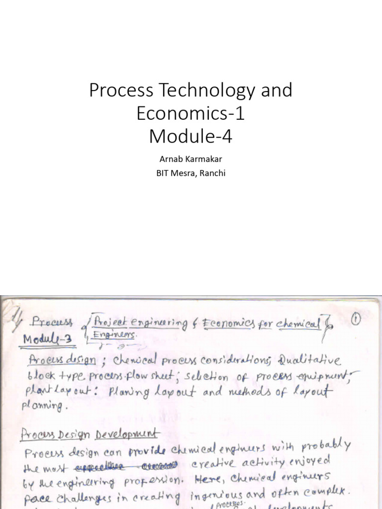 Module 4 Process Technology and Economics-I CL207 | PDF