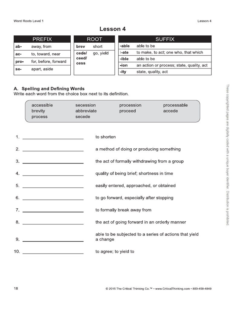 word root_level 1_unit 4 | PDF