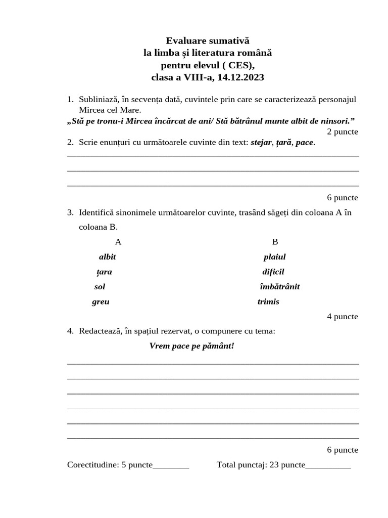 Evaluare Caracterizare CES cl.8 | PDF