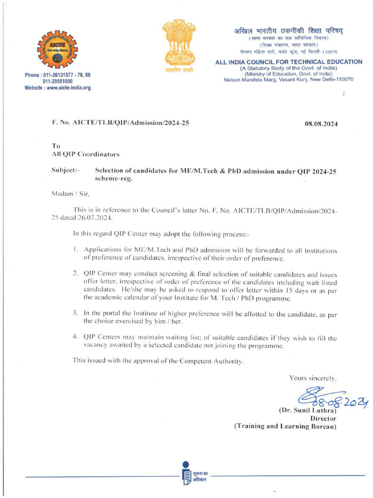 SOP For Selected Candidate-M.tech - PH.D | PDF