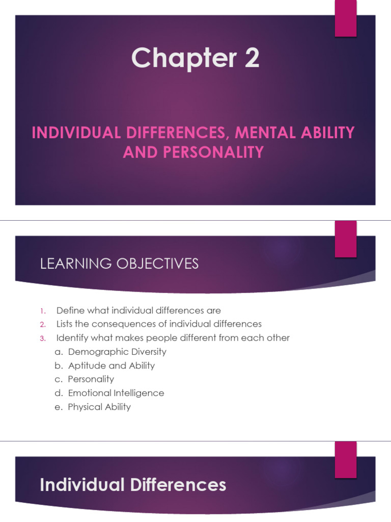 Chapter 2 Individual Differences Mental Ability and Personality | PDF | Emotional Intelligence ...