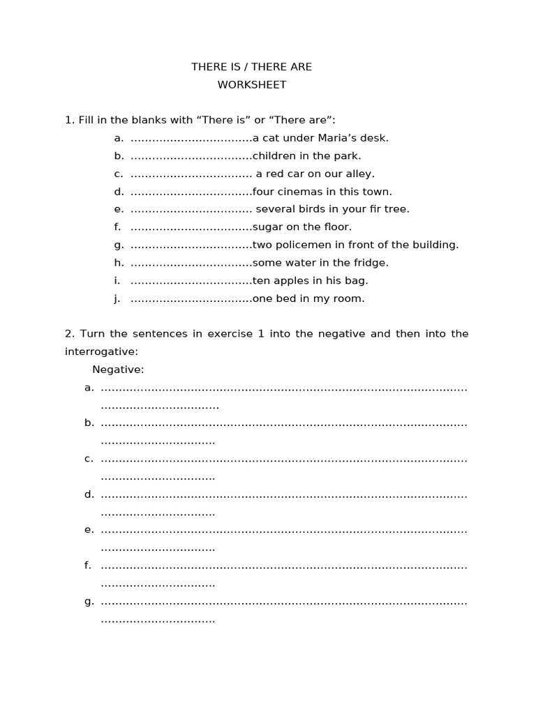 There Isthere Are Worksheet | PDF