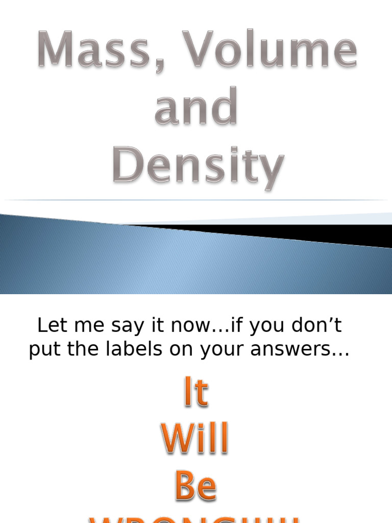 Mass and Density | PDF